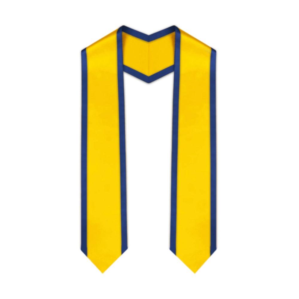 Gold Pointed Graduation Stole with Royal Blue Trim – GGC