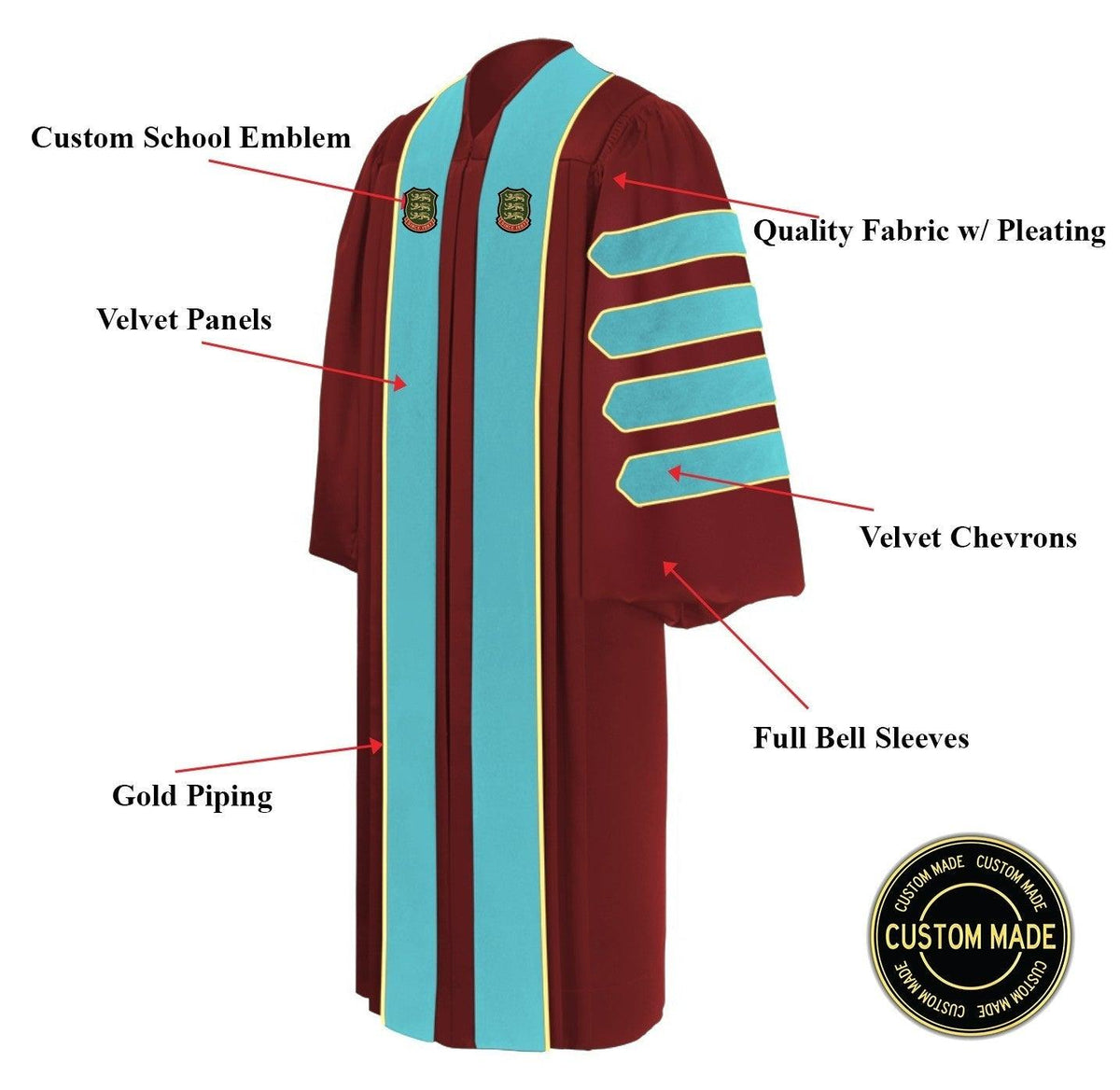 Custom Doctoral Gown - The Official Source for Graduation Gown and Cap ...