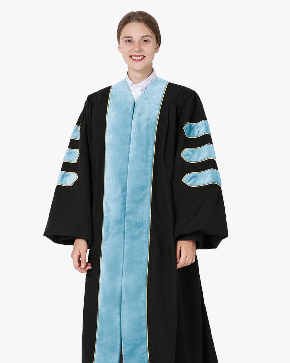 Deluxe Doctoral Academic Gowns - Light Blue with Gold Piping - The ...